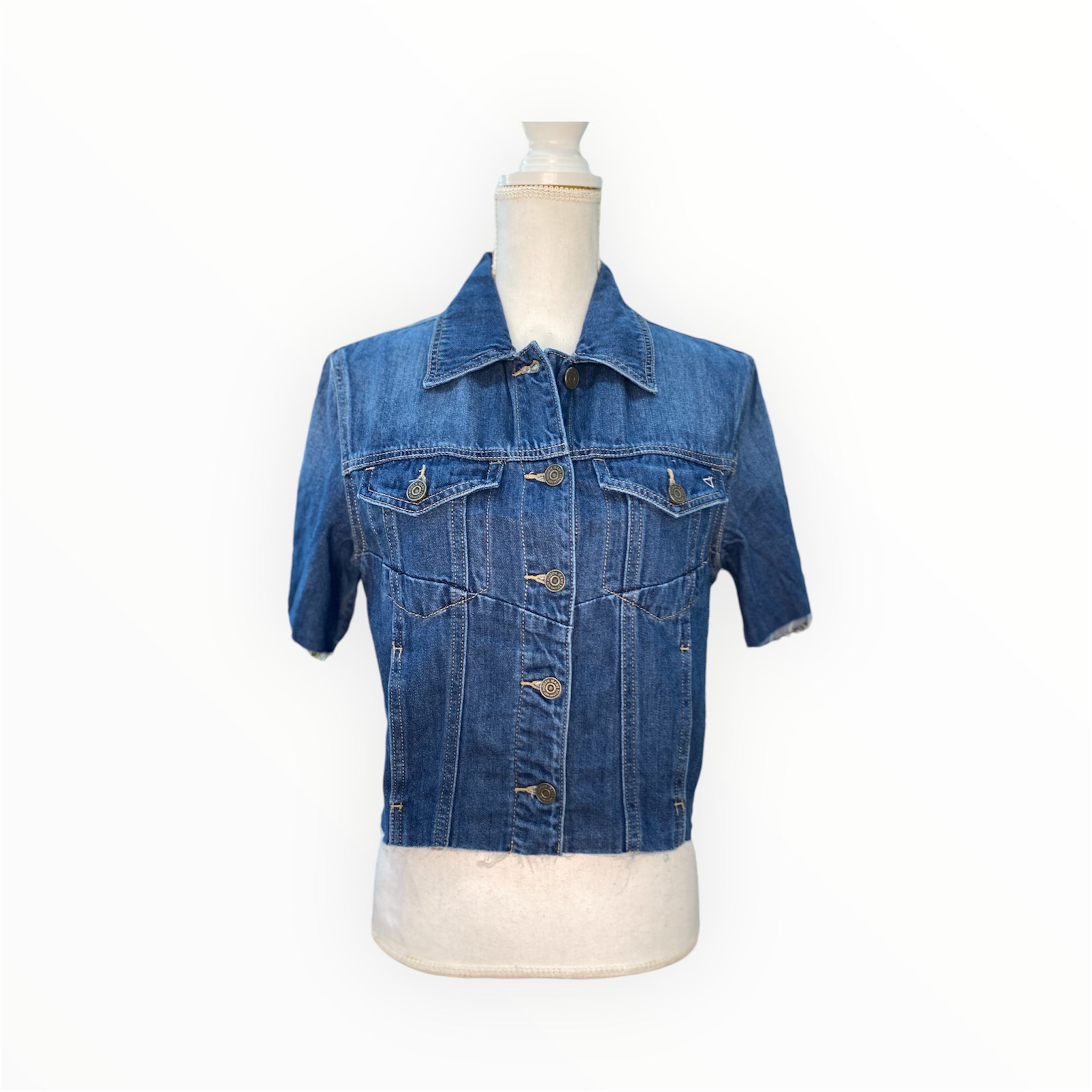 -CROP SHORT SLEEVE JEAN JACKET – Ima's Fashions Inc.